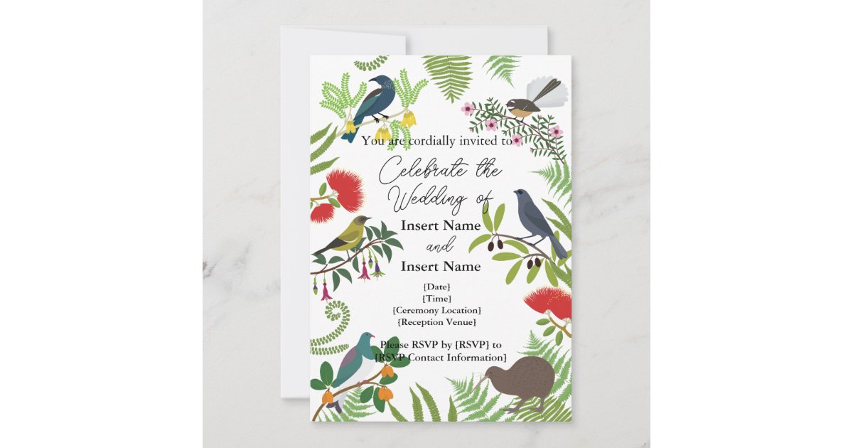 New Zealand Bird Wedding Invitation | Zazzle