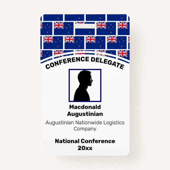 NEW ZEALAND FLAG Customized Logo Photo ID Name Badge | Zazzle