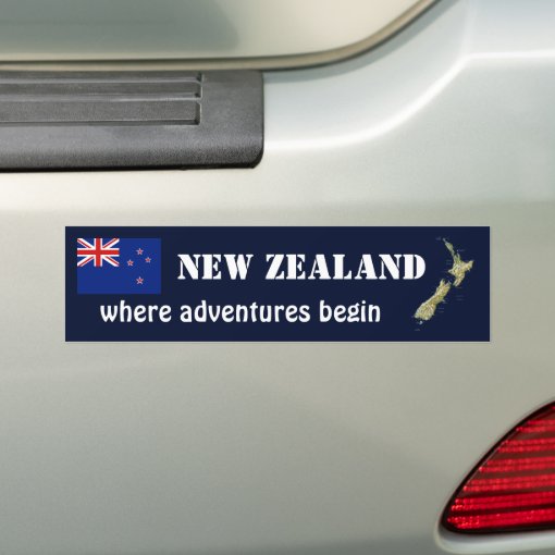 New Zealand Flag + Map Bumper Sticker | Zazzle