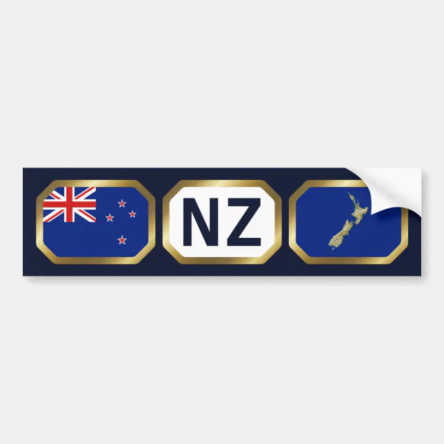 New Zealand Flag Map Code Bumper Sticker | Zazzle