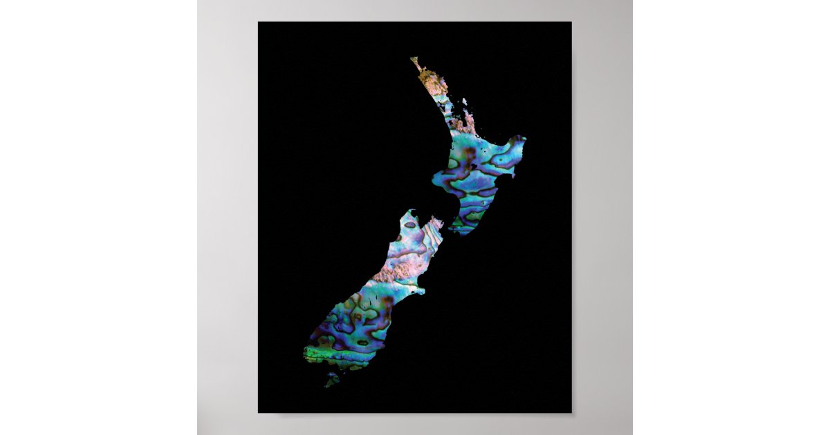 NEW ZEALAND MAP PAUA POSTER | Zazzle