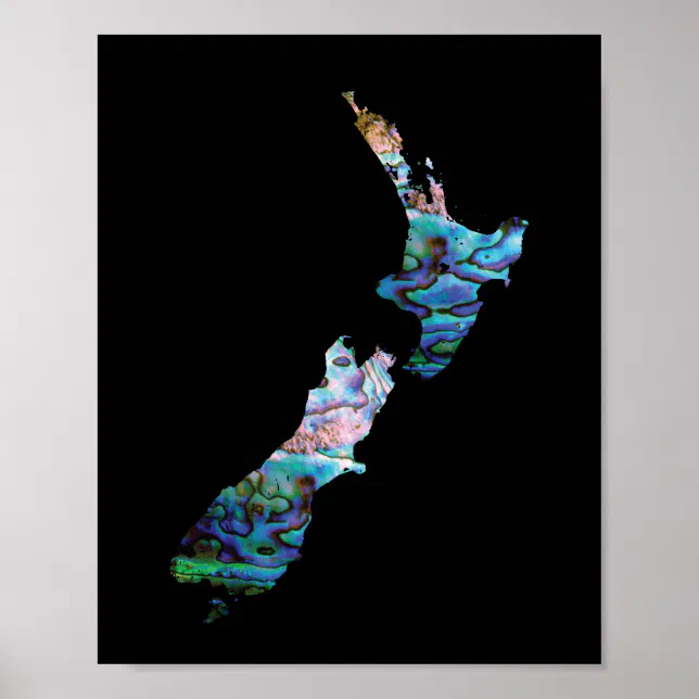 NEW ZEALAND MAP PAUA POSTER | Zazzle