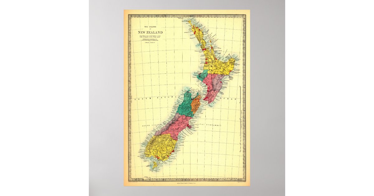 New Zealand map Poster | Zazzle