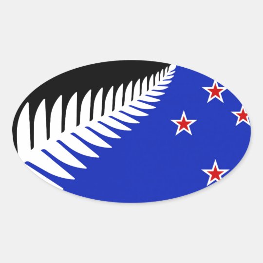New Zealand Silver Fern Flag Oval Sticker | Zazzle.com