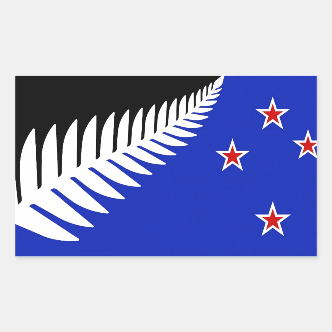 New Zealand Silver Fern Flag Rectangular Sticker | Zazzle