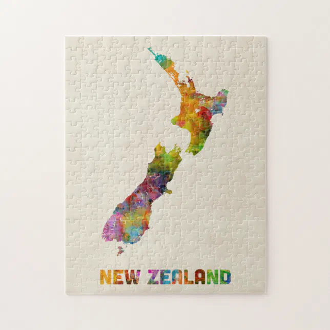 New Zealand, Watercolor Map Jigsaw Puzzle | Zazzle