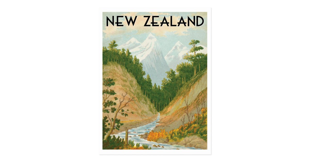 New Zealand with vintage travel style Postcard | Zazzle.com