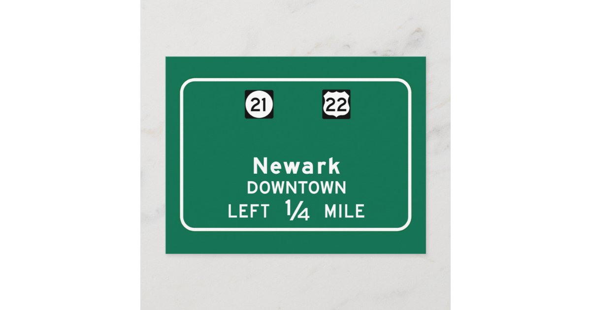 Newark, NJ Road Sign Postcard | Zazzle