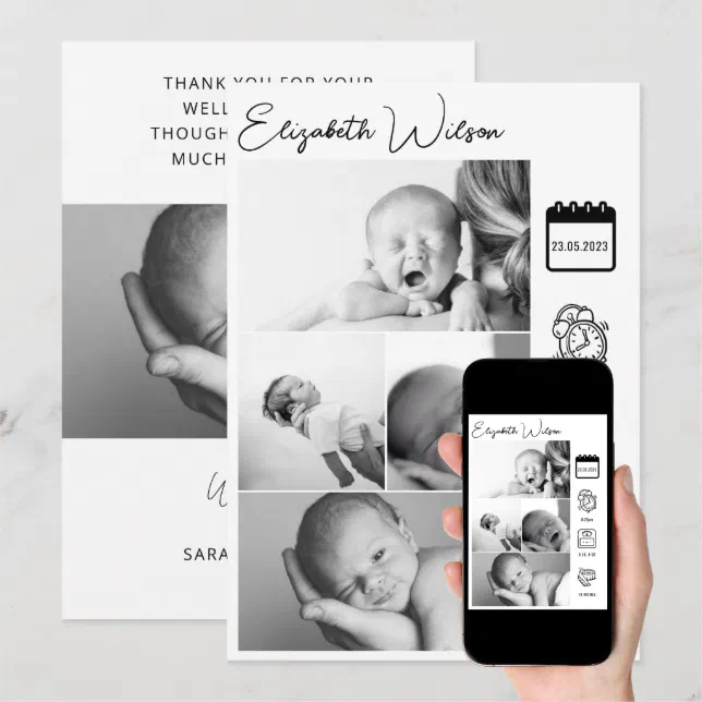 Newborn Baby Birth Announcement Photo Collage | Zazzle