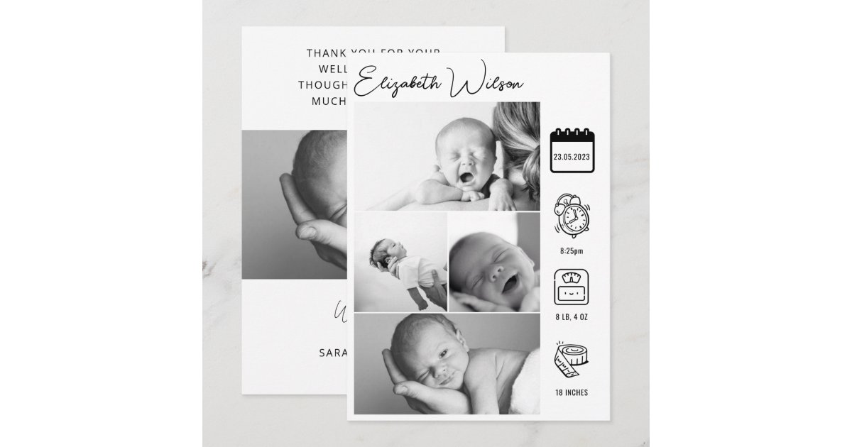 Newborn Baby Birth Announcement Photo Collage | Zazzle