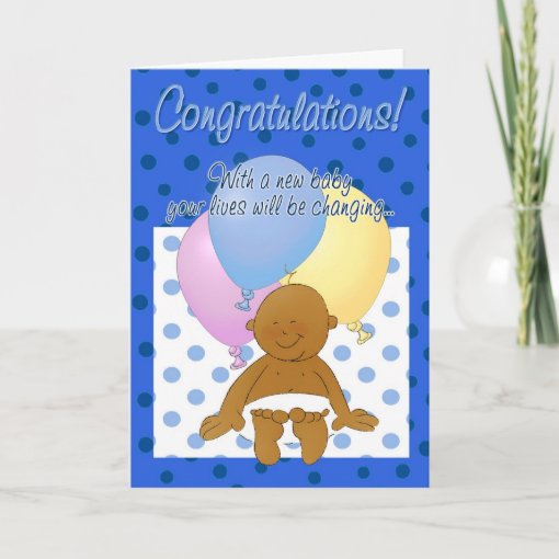Newborn baby boy congratulations cartoon card | Zazzle