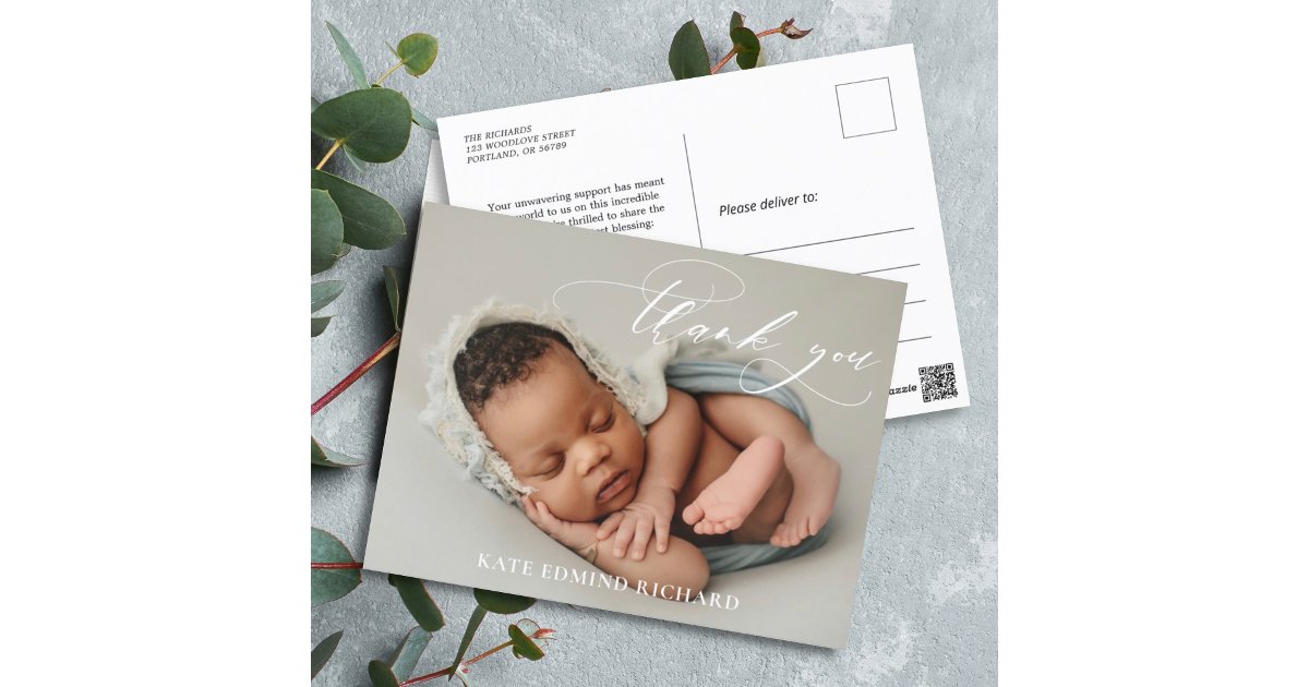Newborn Baby Stats Photo Birth Announcement Postcard | Zazzle