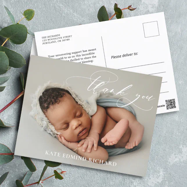 Newborn Baby Stats Photo Birth Announcement Postcard | Zazzle
