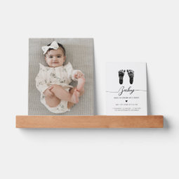 Newborn Custom Baby Footprints Birth Stats & Photo Picture Ledge | Zazzle