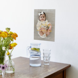 Newborn Custom Photo Baby Script & Birth Stats Foil Prints | Zazzle