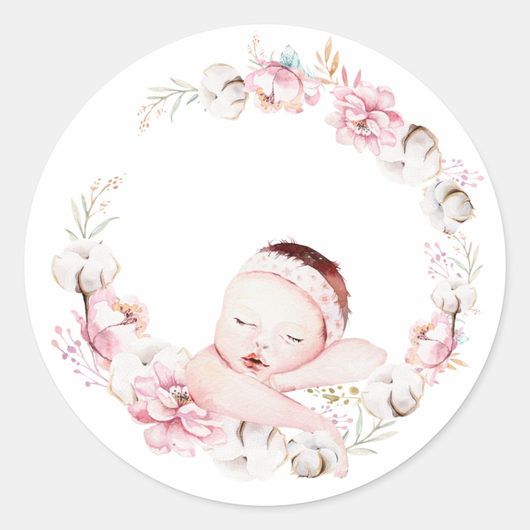 Newborn Floral Classic Round Sticker | Zazzle