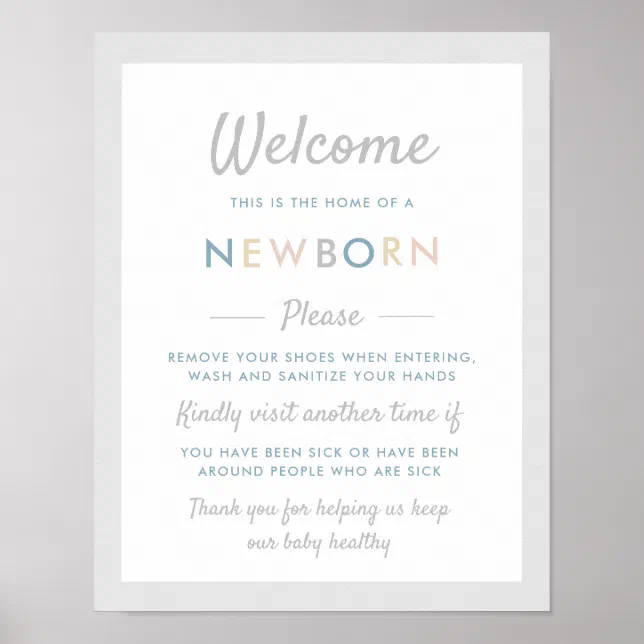 Newborn sign, wash hands poster | Zazzle