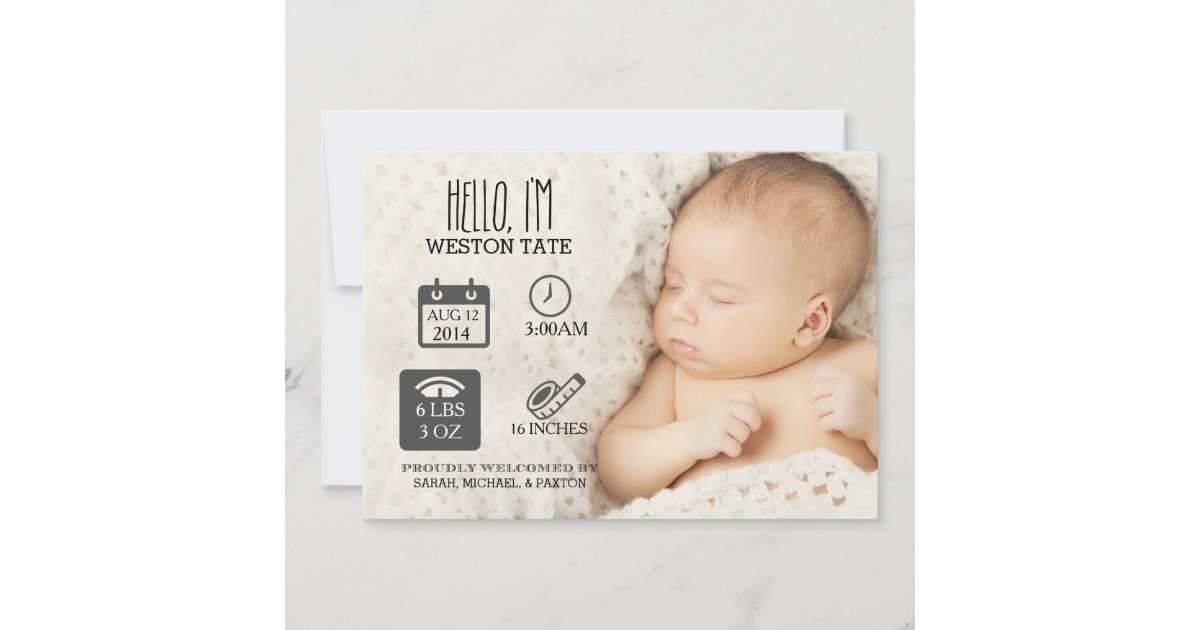 Newborn Stats Birth Announcement | Zazzle