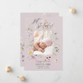 Newborn Wildflower Photo Collage Lilac Girl Birth Announcement | Zazzle