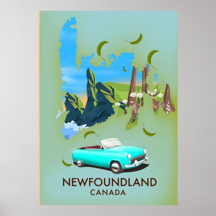 newfoundland Canada map travel Poster | Zazzle