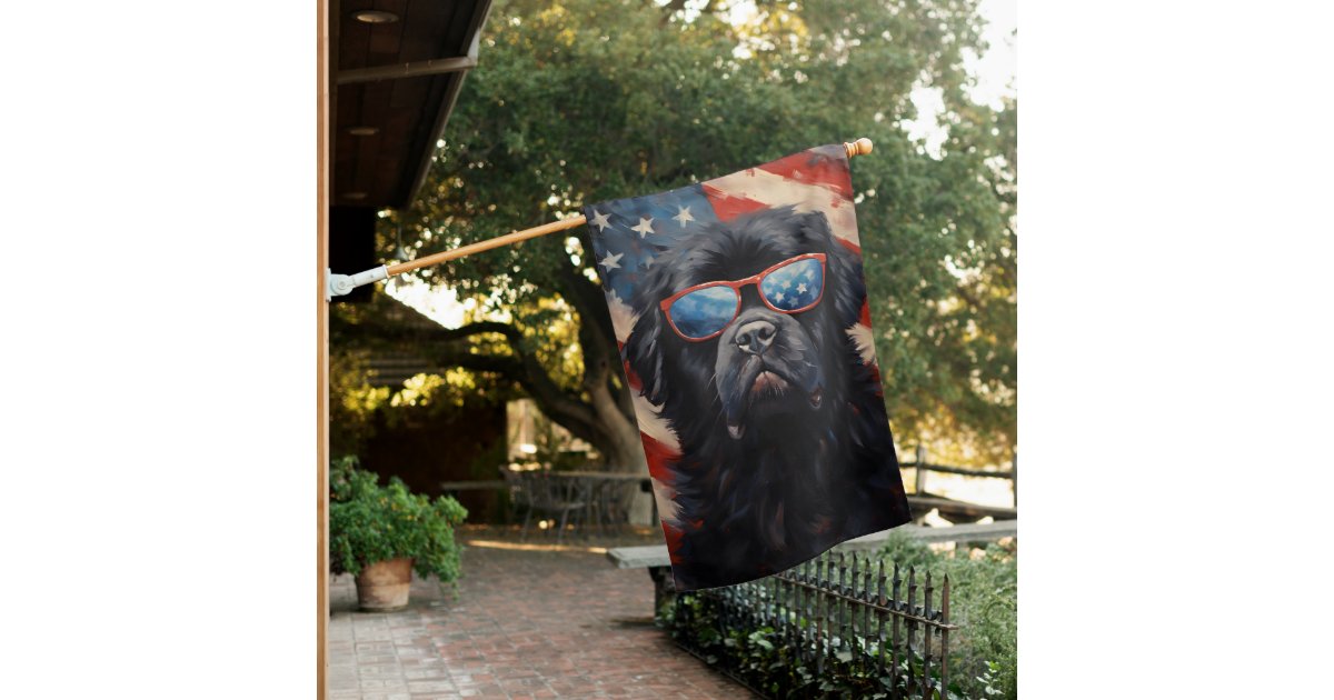 Newfoundland dog 4th of July Independence day House Flag | Zazzle