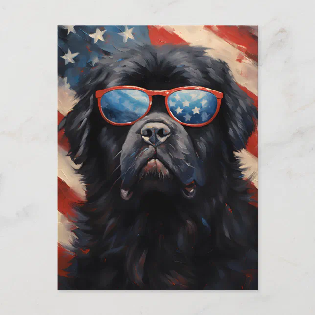 Newfoundland dog 4th of July Independence day Postcard | Zazzle