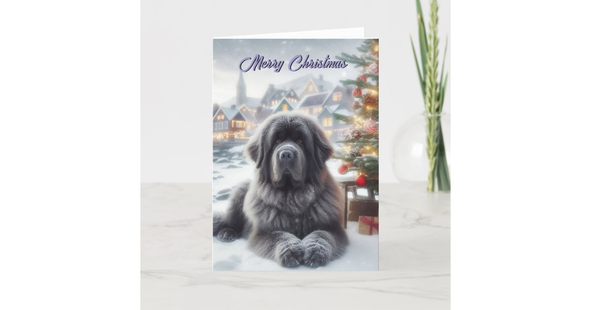 Newfoundland Grey Newf Christmas Card | Zazzle