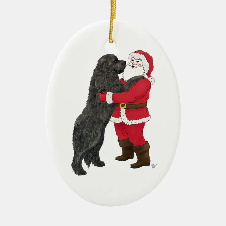 Newfoundland Jowly Christmas Greeting Ceramic Ornament | Zazzle
