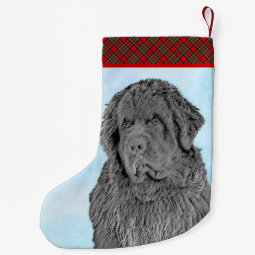 Newfoundland Painting - Cute Original Dog Art Small Christmas Stocking ...