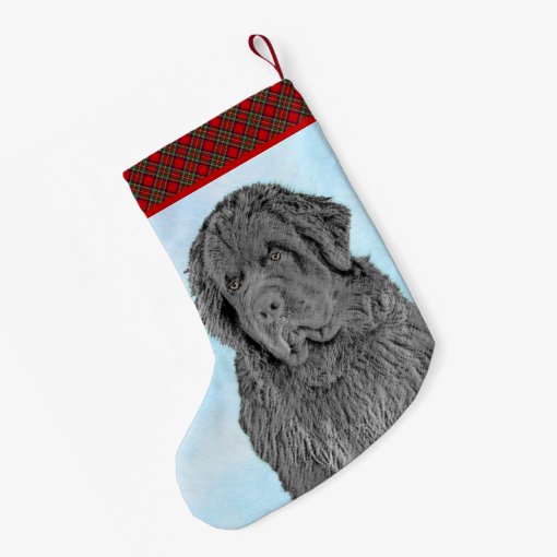 Newfoundland Painting - Cute Original Dog Art Small Christmas Stocking ...
