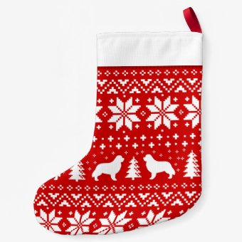 Newfoundland Silhouettes Pattern Red and White Small Christmas Stocking ...