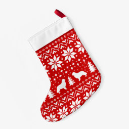 Newfoundland Silhouettes Pattern Red and White Small Christmas Stocking ...
