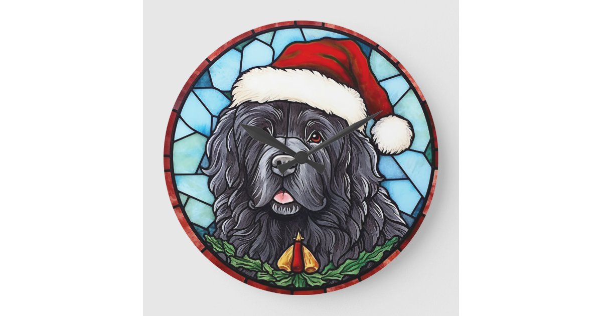 Newfoundland Stained Glass Christmas Large Clock | Zazzle