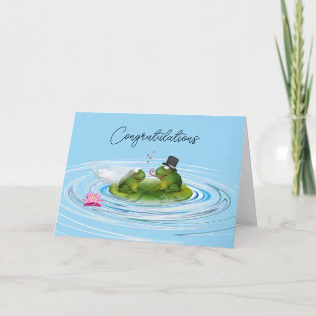 Newlywed Frogs On Lily Pad Card | Zazzle