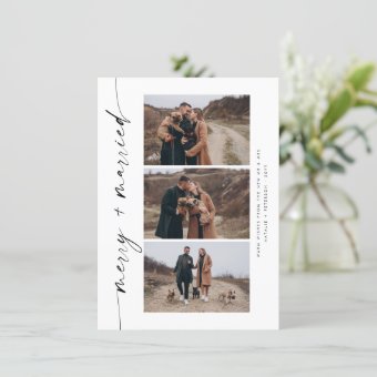 Newlywed Merry And Married First Christmas Photo Holiday Card | Zazzle