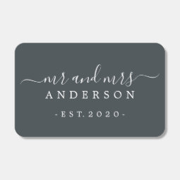 Newlywed Mr Mrs Monogram Year Established Black Matchboxes | Zazzle