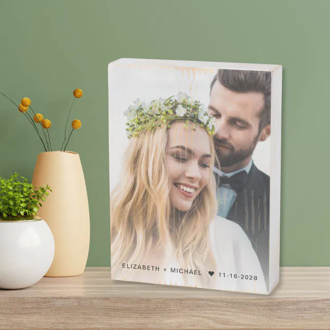 Newlywed Photo Wedding Wooden Box Sign | Zazzle