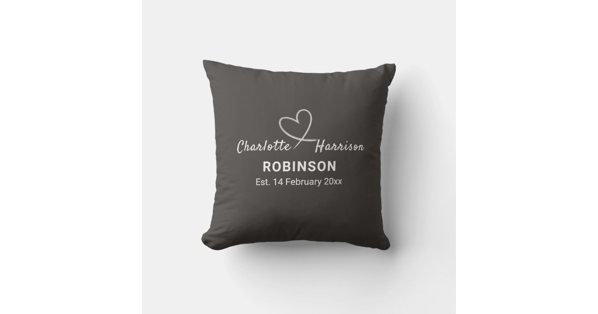 Newlyweds Couples Wedding Date Personalized Throw Pillow | Zazzle