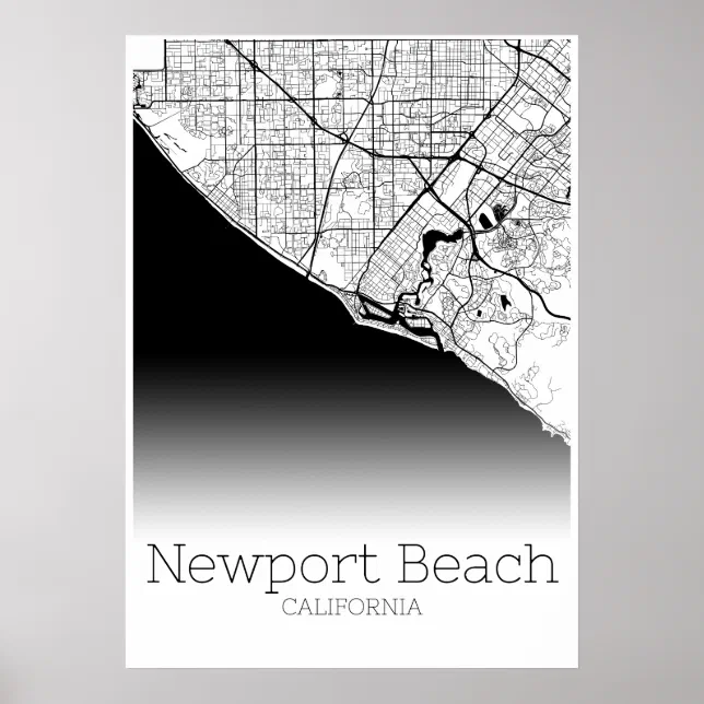 Newport Beach Map - California - City Map Poster | Zazzle