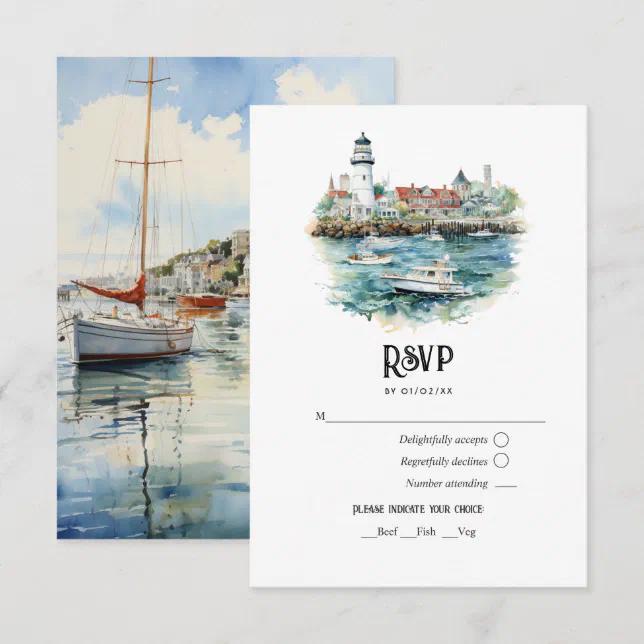 Newport, Rhode Island Destination Wedding RSVP Card | Zazzle