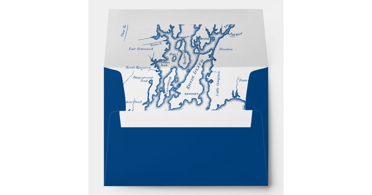 Newport Rhode Island Map Navy Blue Wedding Envelope | Zazzle