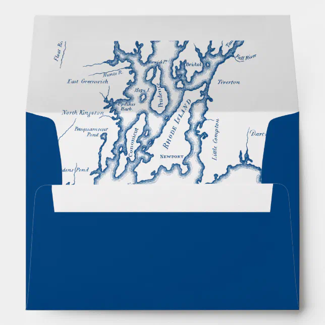 Newport Rhode Island Map Navy Blue Wedding Envelope | Zazzle