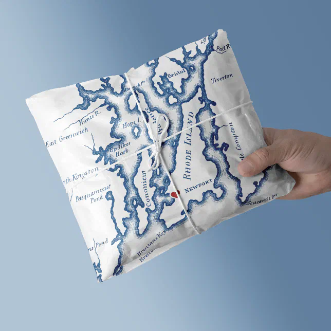 Newport RI Map Elegant Navy Blue Tissue Paper | Zazzle