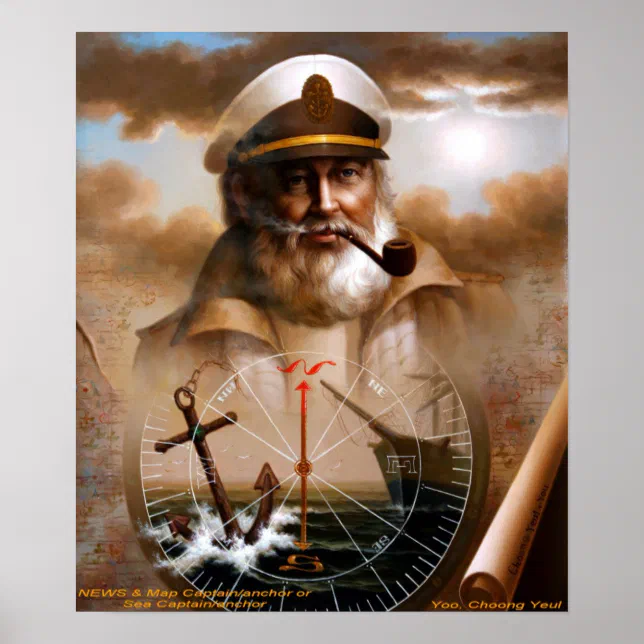 NEWS & Map Captain/anchor or Sea Captain Poster | Zazzle