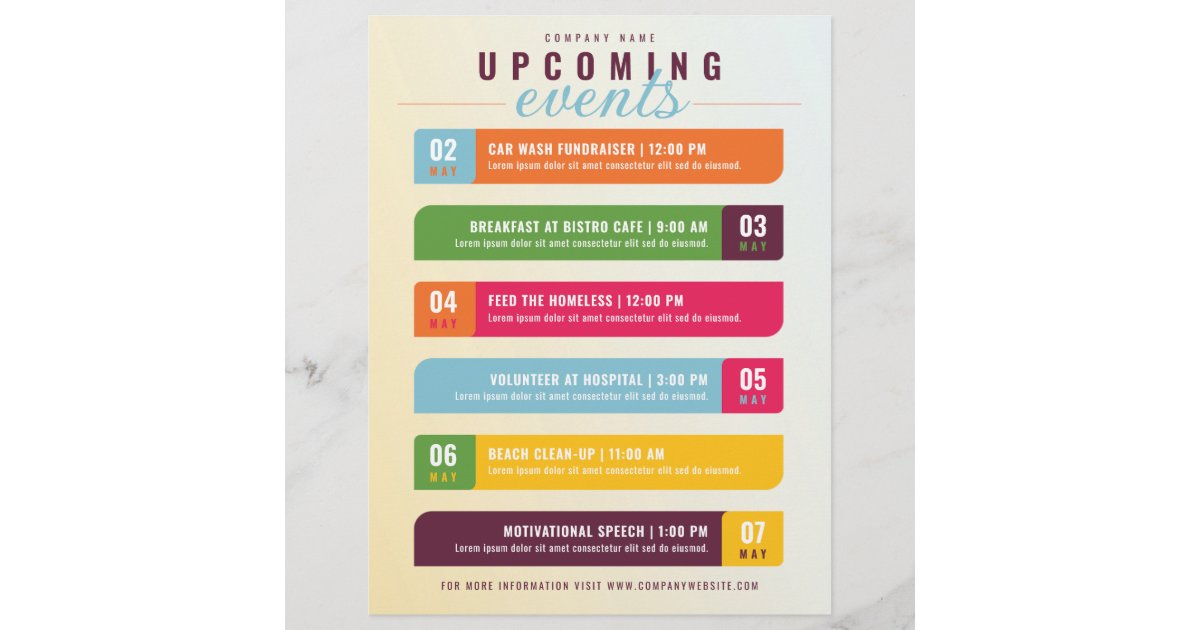 Newsletter Calendar Schedule Event Dates Flyer | Zazzle