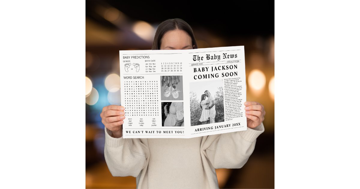 Newspaper Baby Coming Soon Pregnancy Announcement | Zazzle