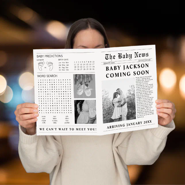 Newspaper Baby Coming Soon Pregnancy Announcement | Zazzle