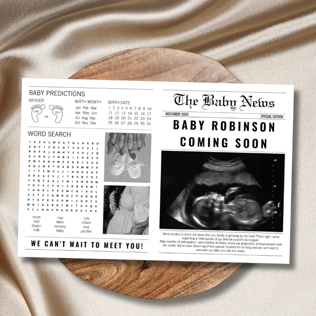 Newspaper Baby Coming Soon Pregnancy Announcement | Zazzle