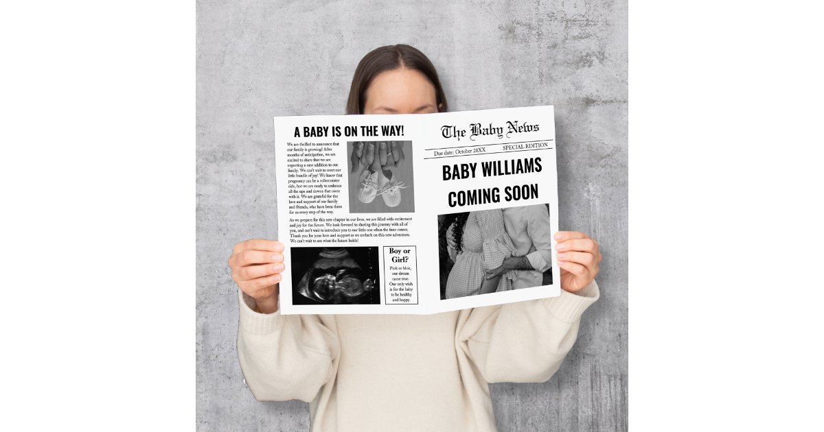 Newspaper Baby Coming Soon Pregnancy Announcement | Zazzle