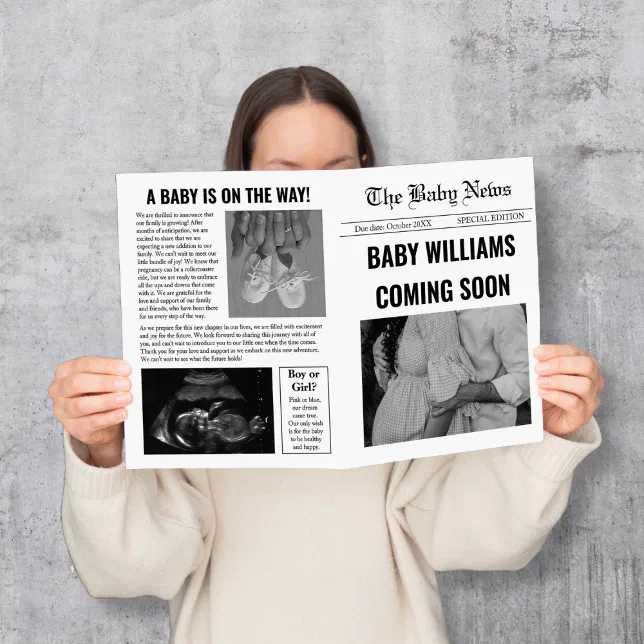 Newspaper Baby Coming Soon Pregnancy Announcement | Zazzle